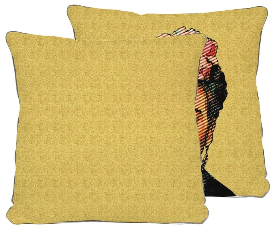 Žlutý polštář Madre Selva Frida, 45 x 45 cm
