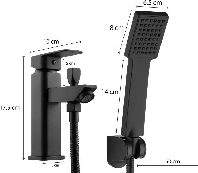 Erga Lucco, umyvadlová baterie s ruční sprchovou soupravou, černá matná, ERG-YKA-BW.LUCCO-BLK