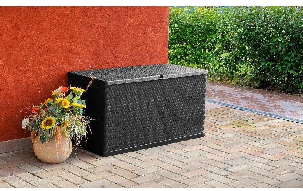 Tmavě šedý zahradní úložný box Rattan – Toomax