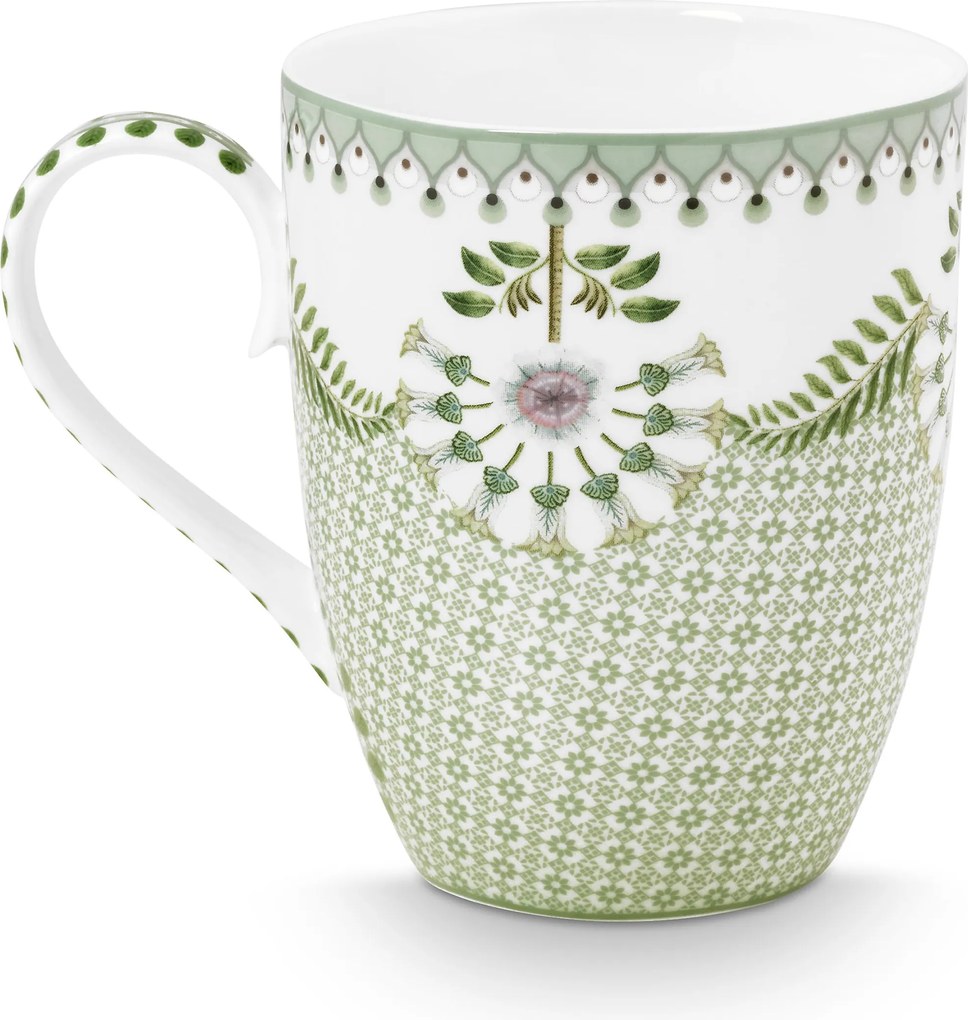 Pip Studio Lily & Lotus hrnek 350ml, zelený (Porcelánový hrnek)