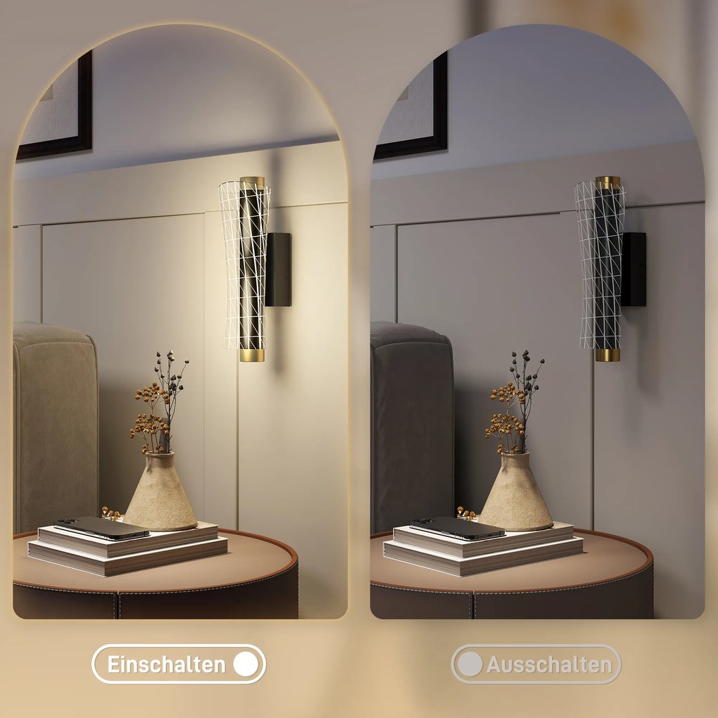 Nástěnné svítidlo vnitřní nástěnné svítidlo s LED světlem, design mřížky, stmívatelné noční svítidlo kovové, černé