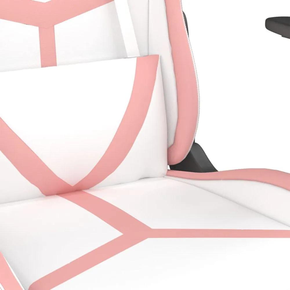 Petromila Herní židle bílá a růžová umělá kůže