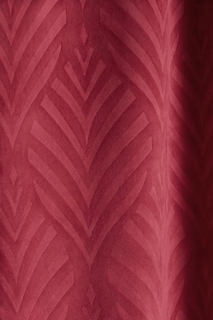 Room99 Hotový Závěs na kroužcích LEAFLY Velúrový Zatemňovací Barva: Světle růžová/Stříbrná, Velikost: 140 x 250 cm