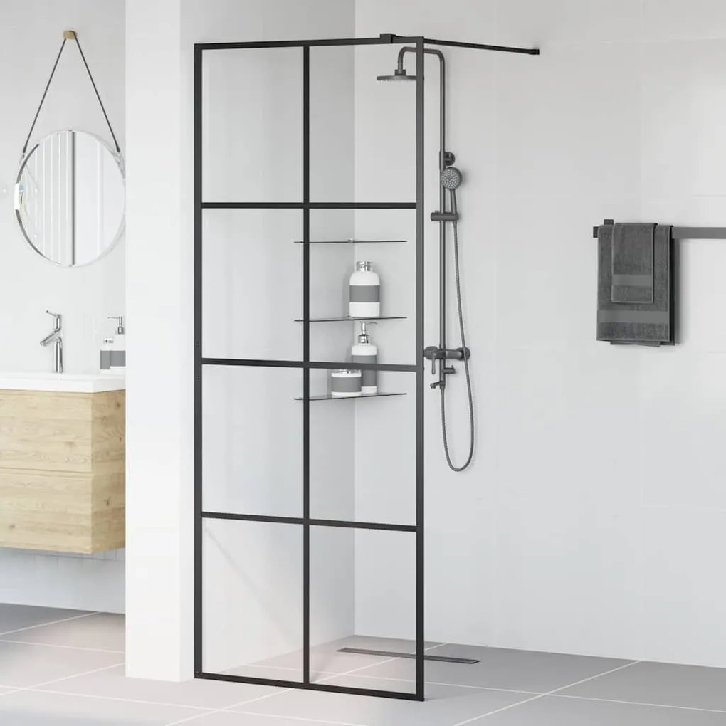 Zástěna do průchozí sprchy čiré ESG sklo 80 x 195 cm černá 151033