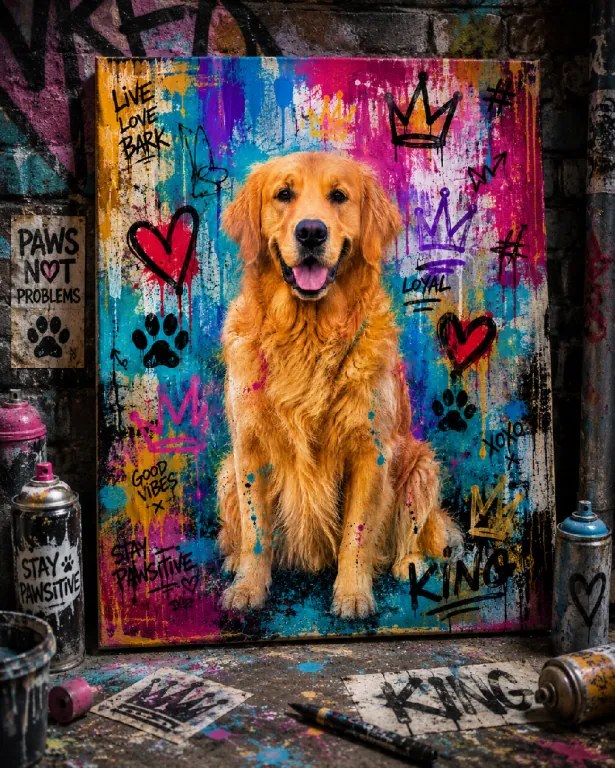 Street Art portrét mazlíčka z fotky | Srdcem darované