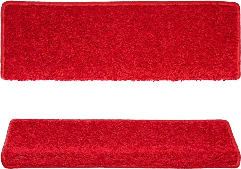 Schodové rohože 15 ks 65 x 21 x 4 cm červené s obdélníkovým okrajem 134582