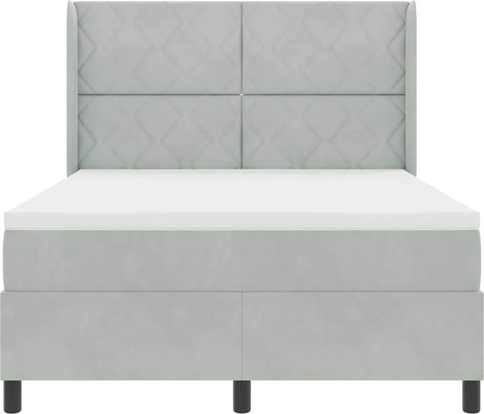 Postel s boxspringem s čelo Světle šedá 140 x 190 cm samet 3342056