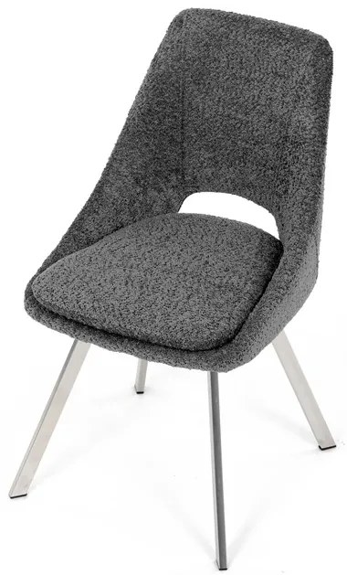 Autronic Elegantní šedá jídelní židle RINA s broušenými kovovými nohami (vzorek z prodejny)