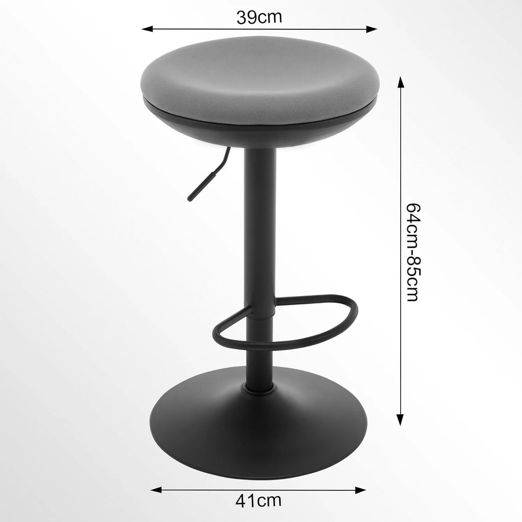 WOLTU 2 Barové židle – sada 2 ks, výškově nastavitelné, otočné, šedé