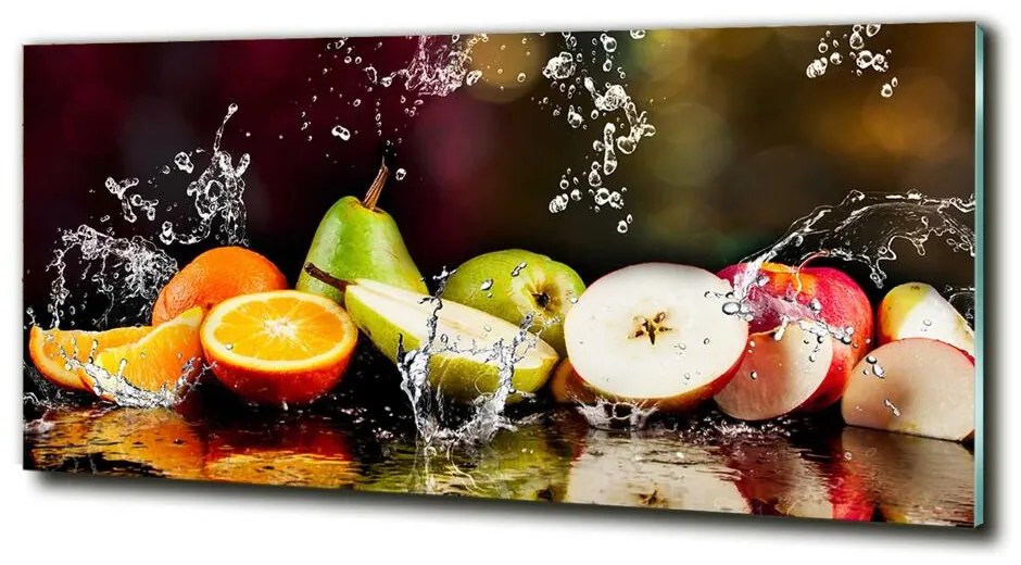 Wallmuralia Foto obraz sklo tvrzené Ovoce a voda 125x50 cm