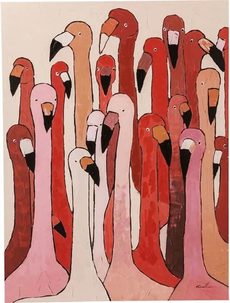 Obraz s ručními tahy Flamingo Meeting 120×90 cm