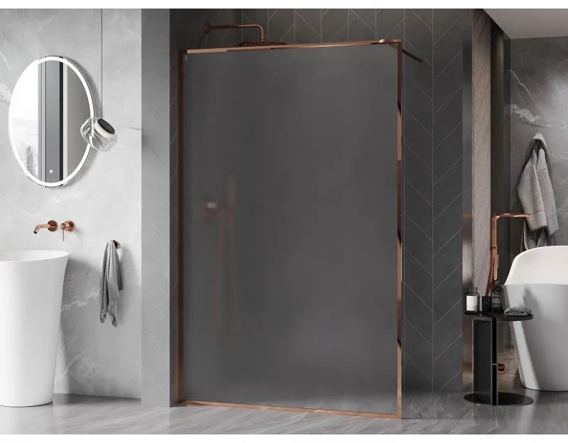 Mexen, Mexen Kioto-XF sprchová stěna s rámem 100 x 202 cm, matná 10 mm, růžové zlato - 800-100-104-60-30-X