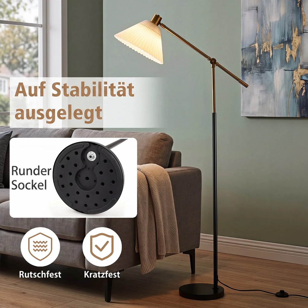 Costway Stojací lampa výškově nastavitelná stojací lampa s nastavitelným úhlem