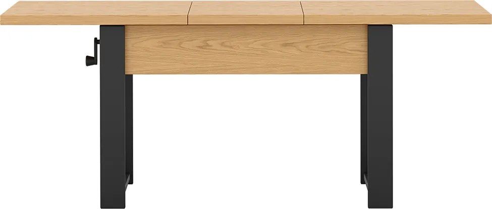 Rozkládací polohovací konferenční stolek HOGO 3v1 | 120-157x62,5-74,5x67 cm | síla horní desky 32 mm | dub bookmatch/černé nohy