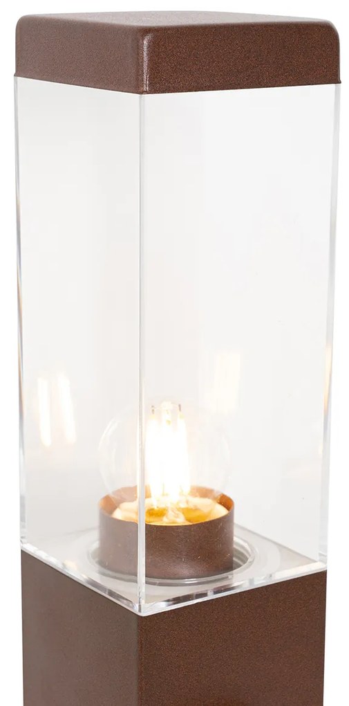 Venkovní lampa rezavě hnědá 80 cm se zásuvkou IP44 - Malios