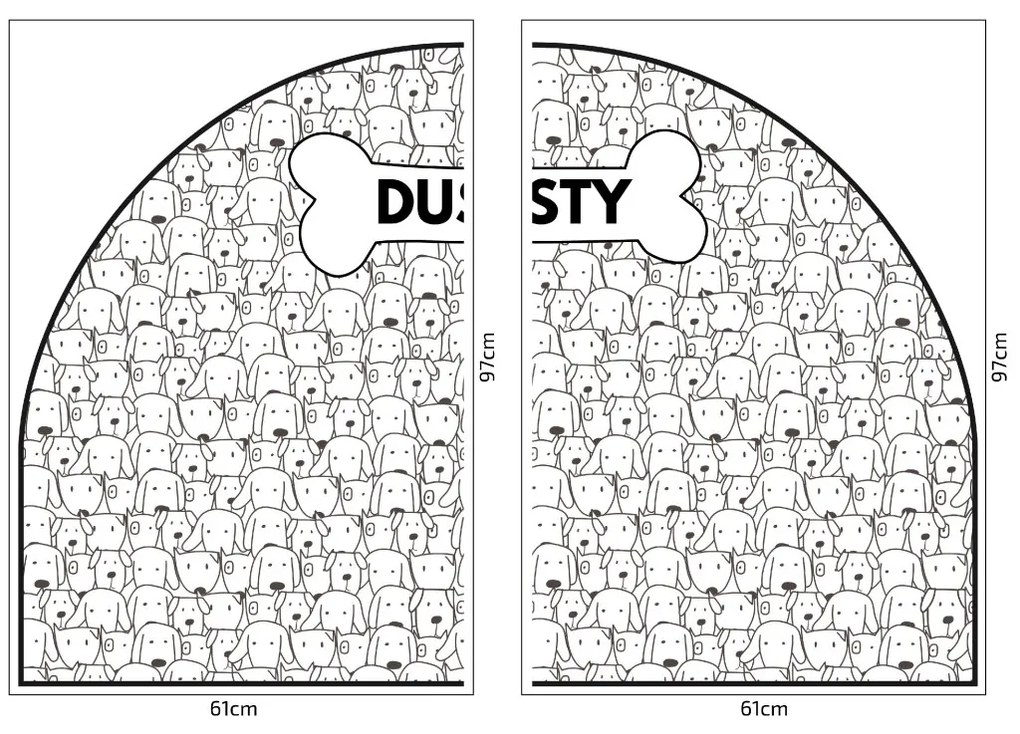 PIPPER. Ochranná textilní nálepka na zeď - Oblouk - Psi Velikost: 83x60cm, Jméno: Se jménem