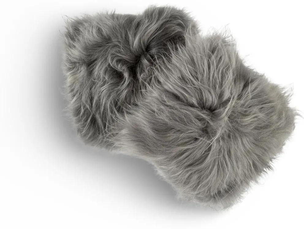 Polštářek z ovčí kůže - dlouhý chlup, oboustranný 50x50, šedý Dlouhý chlup 10-20 cm