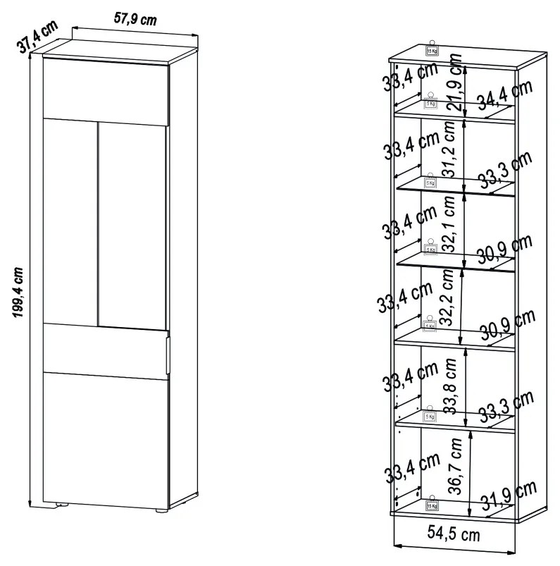 Obývací stěna Milan, dub artisan/šedá, s osvětlením