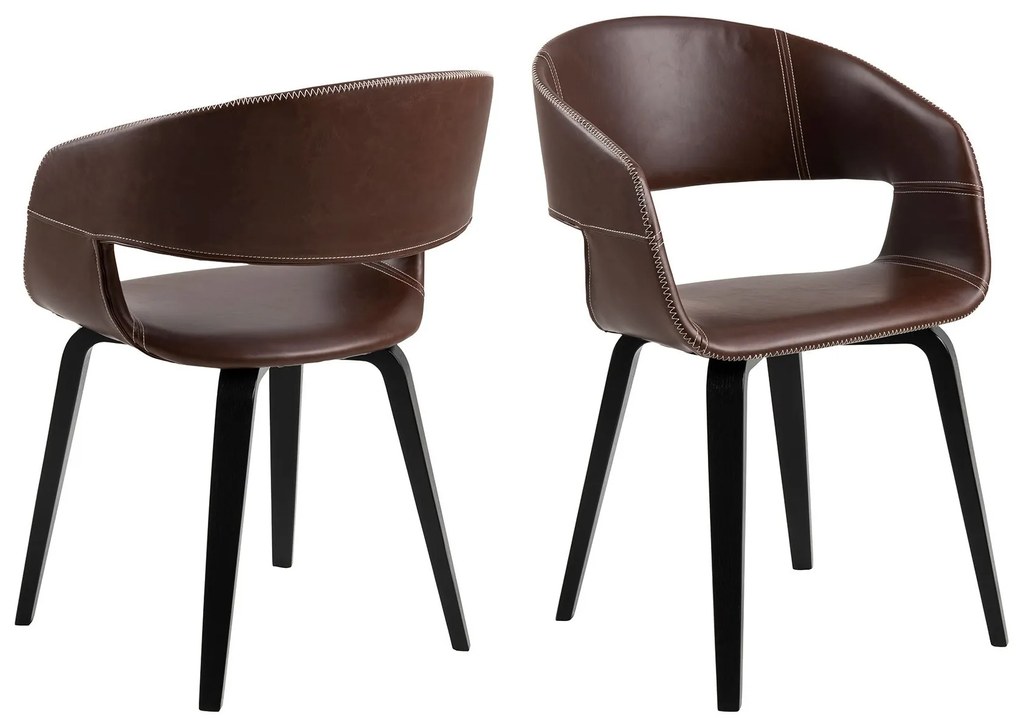ACTONA Sada 2 ks − Židle s opěrkou Nova hnědá 77 × 49.5 × 52.5 cm