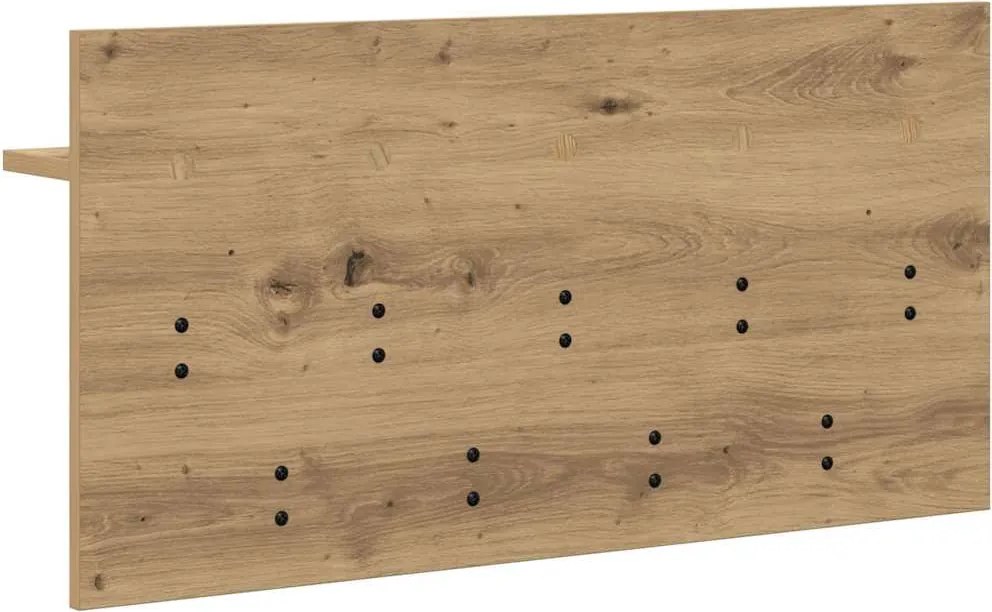 věšák, nástěnný, 1 prkno, háčky, kompozitní dřevo, 40x80x12 cm, dub artisan, Dekorino TK20260018