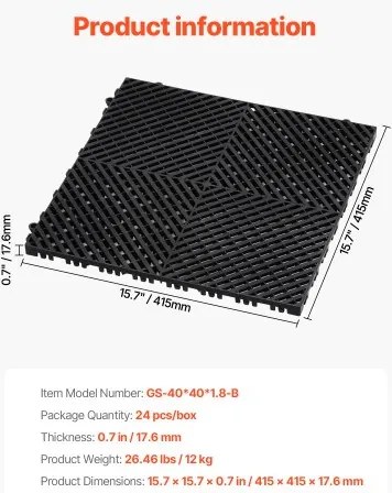 Drenážní rohož Modulární zámkový polštář 39,9 × 39,9 cm odvodňovací dlaždice