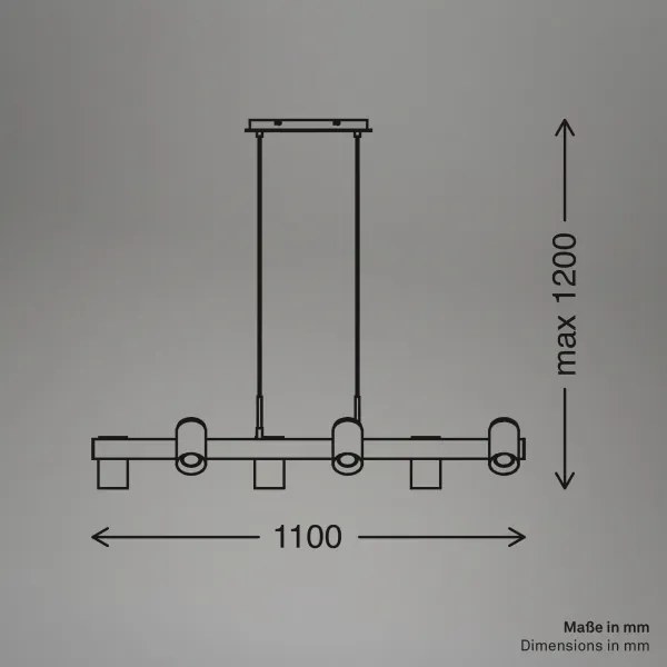 Briloner 4059065 - Lustr na lanku ERA 6xGU10/10W/230V černá