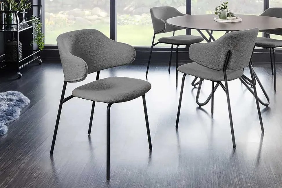 Designová jídelní židle Blois šedá bouclé