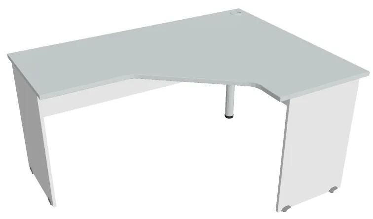 Stůl ergo levý 160*120 cm - Hobis Gate GEV 60 L Dekor stolové desky: šedá, Dekor lamino podnože: bílá, Barva nohy: stříbrná