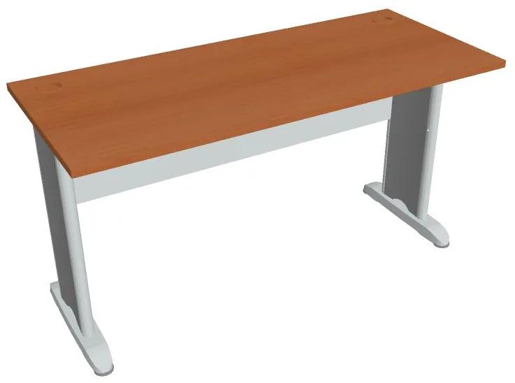 Stůl pracovní rovný 140 cm hl. 60 cm - Hobis Cross CE 1400 Dekor stolové desky: třešeň, Dekor lamino podnože: šedá, Barva nohou: Stříbrná