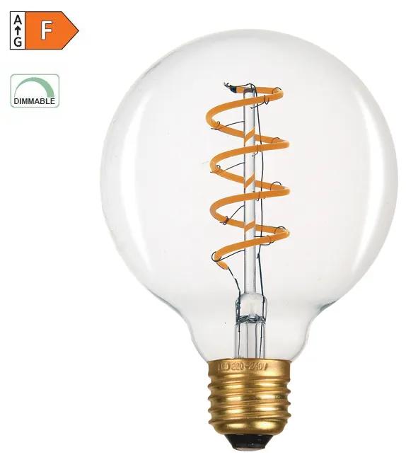 Diolamp LED Spiral Filament žárovka Globe čirá G95 4W/230V/E27/1800K/300Lm/360°/Dim