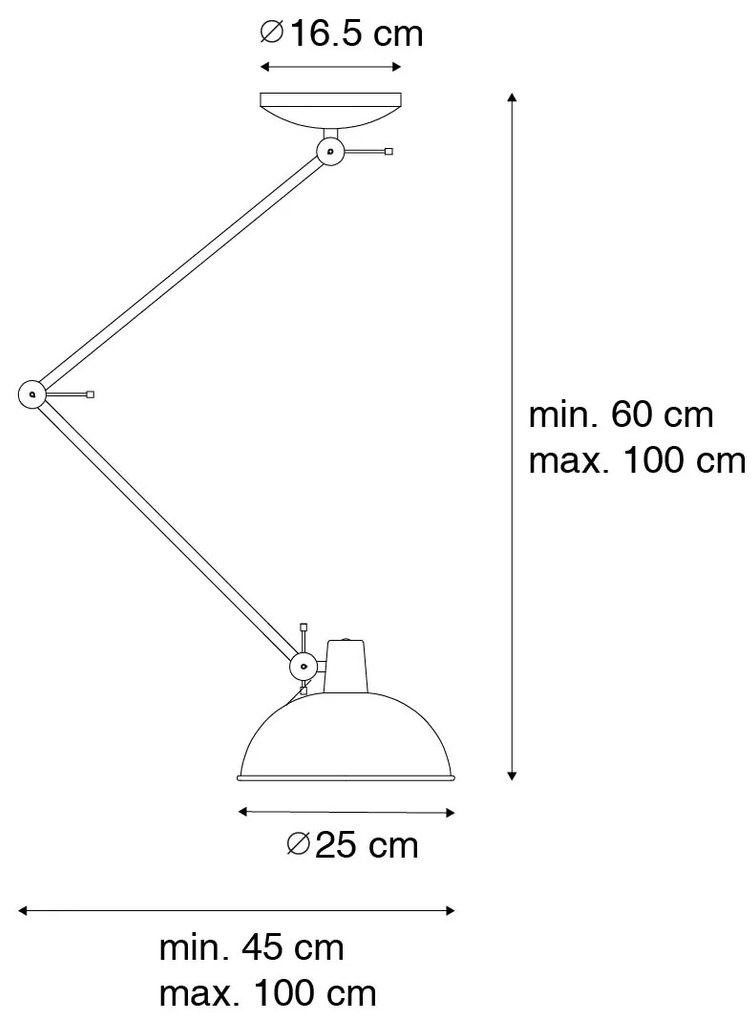 Retro stropní svítidlo černé s bronzem - Milou