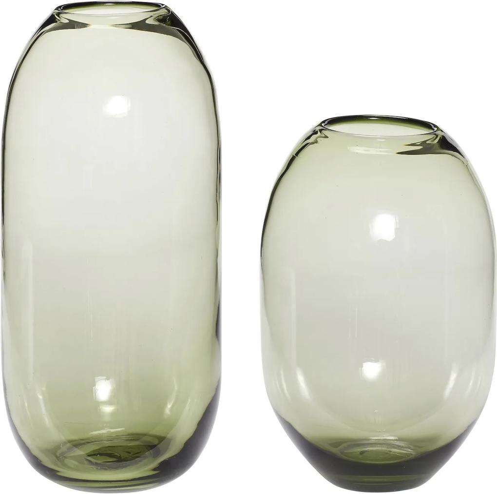 Hübsch Skleněná váza green Menší, zelená barva, sklo | BIANO