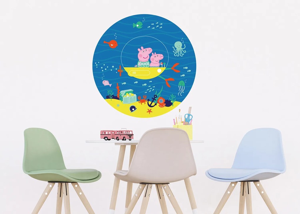 Samolepící vliesová fototapeta na zed' Prasátko Peppa Podvodní Dobrodružství | 70 x 70 cm | DCRD5811