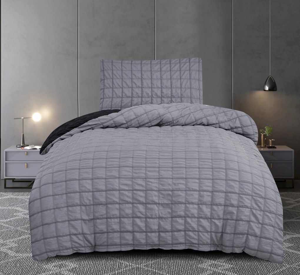 Krepové povlečení polycotton Neapol tmavě šedé  200x140cm+90x70cm TiaHome