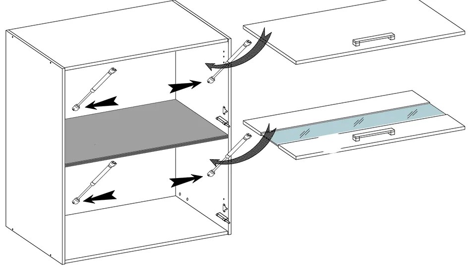 SMART b | horní skříňka výklopná SM-40G | 60 cm | VÝBĚR KORPUSU a KOVÁNÍ | bílá mat