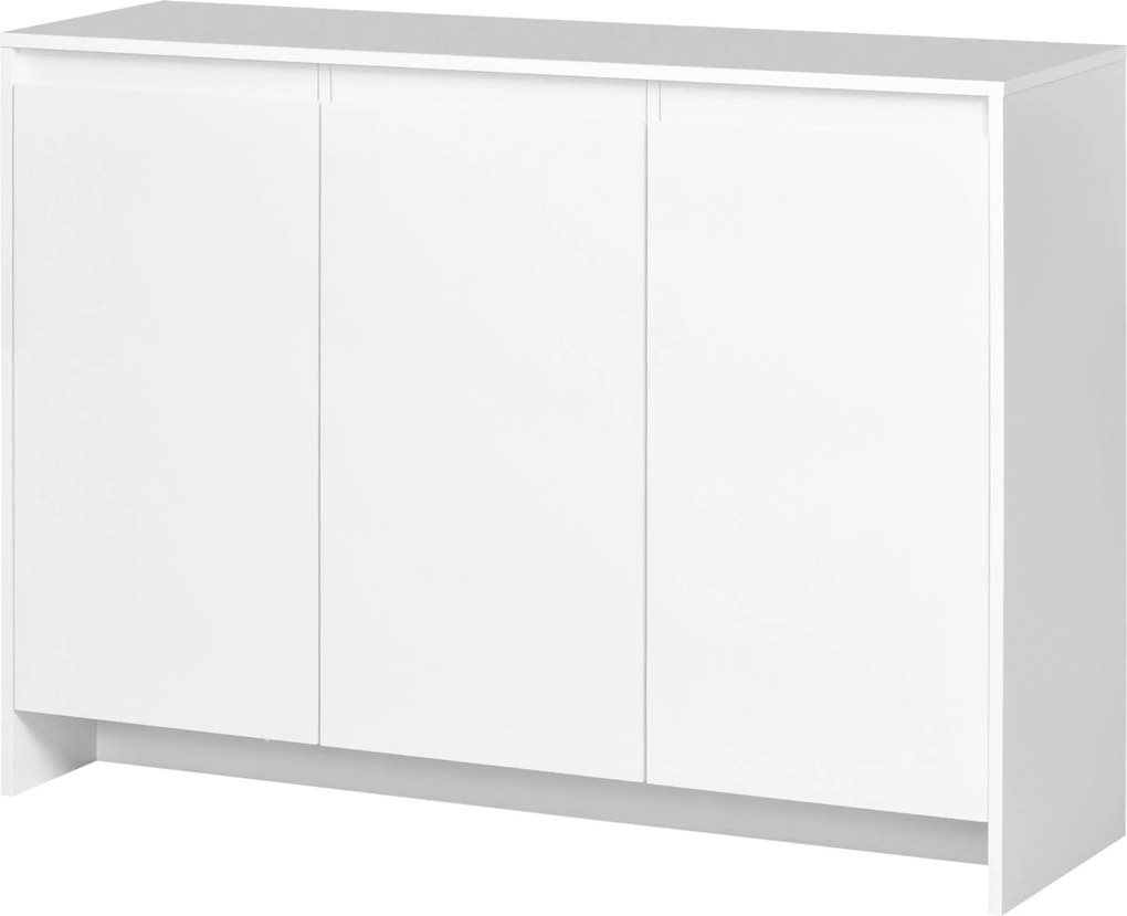 HOMCOM Moderní Kuchyňský Kontejner s 3 Dveřmi, Nastavitelnými Policemi a Tlumeným Zavíráním 120x35x85 cm Bílý | Aosom