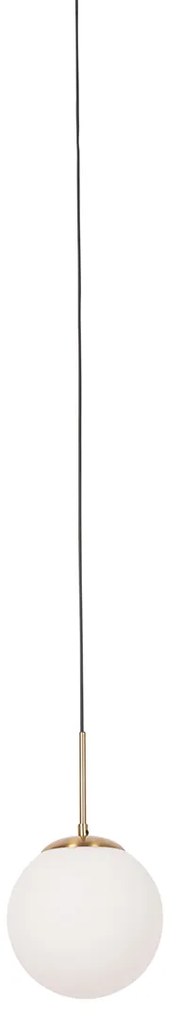 Art Deco závěsná lampa zlatá s opálovým sklem vč. černého 1-fázového kolejnicového adaptéru - Iconic Flore
