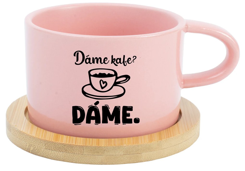 DÁME KAFE? DÁME. - růžový hrníček makronka 200 ml