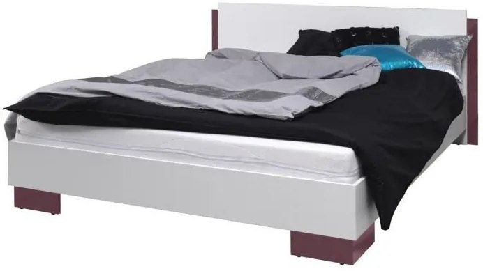 Maridex moderní manželská postel Lux vysoký lesk / fialová