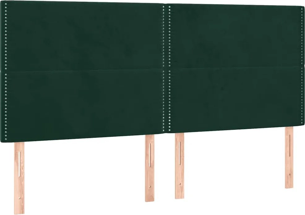 Box spring postel s matrací a LED tmavě zelená 200x200 cm samet 3136086