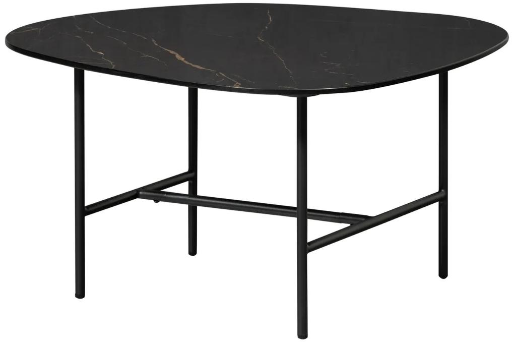 OnaDnes -20% Hoorns Černý konferenční stolek Vayen 70 x 70 cm s mramorovým dekorem
