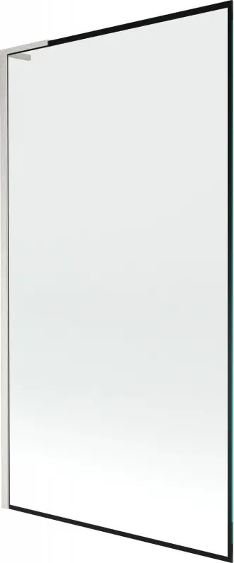 Mexen Next L, 1-křídlová vanová zástěna 100 x 150 cm, 6mm čiré sklo-černý vzor, 6mm čiré sklo, profil broušená ocel, 895-100-000-03-70-97