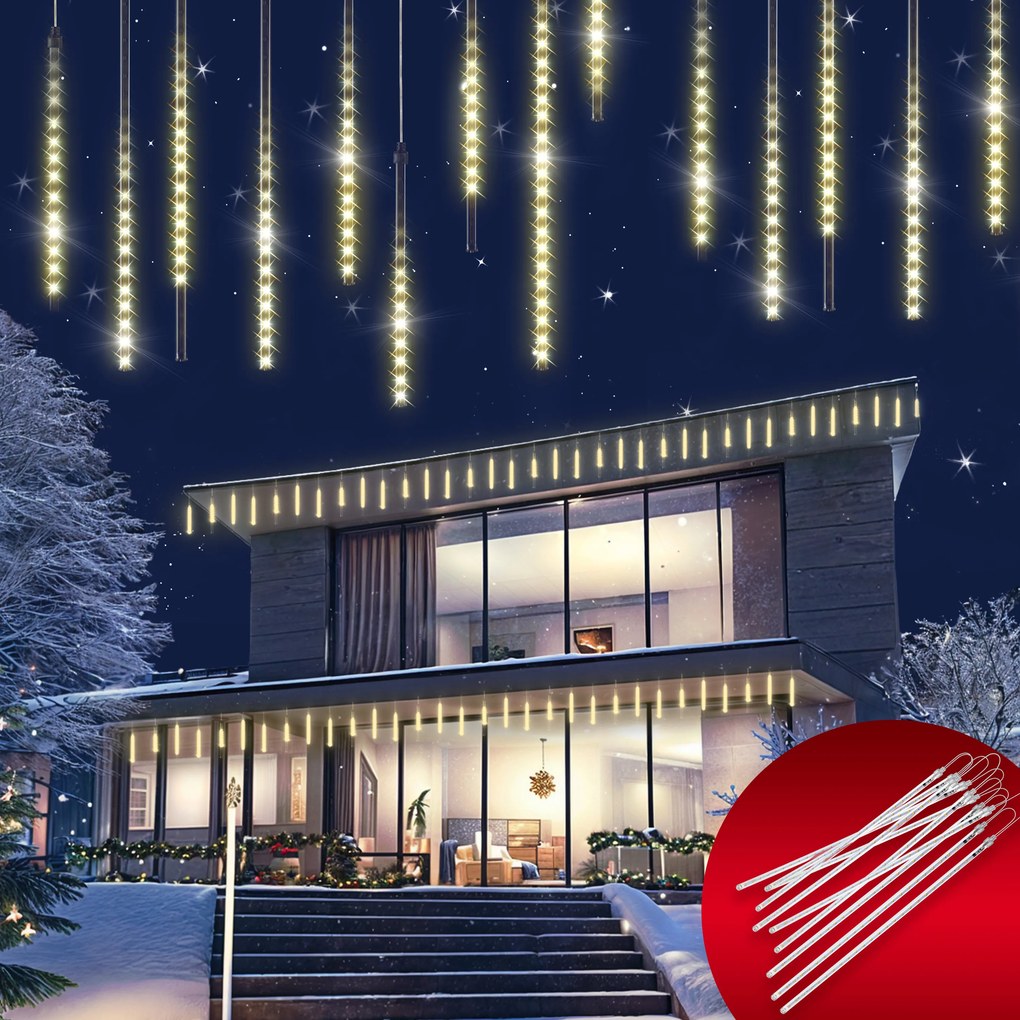 Světelný řetěz Vánoce diamantový déšť teplá bílá