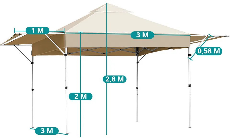 Pavilon s bočními clonami a poloviční zadní stěnou, béžový