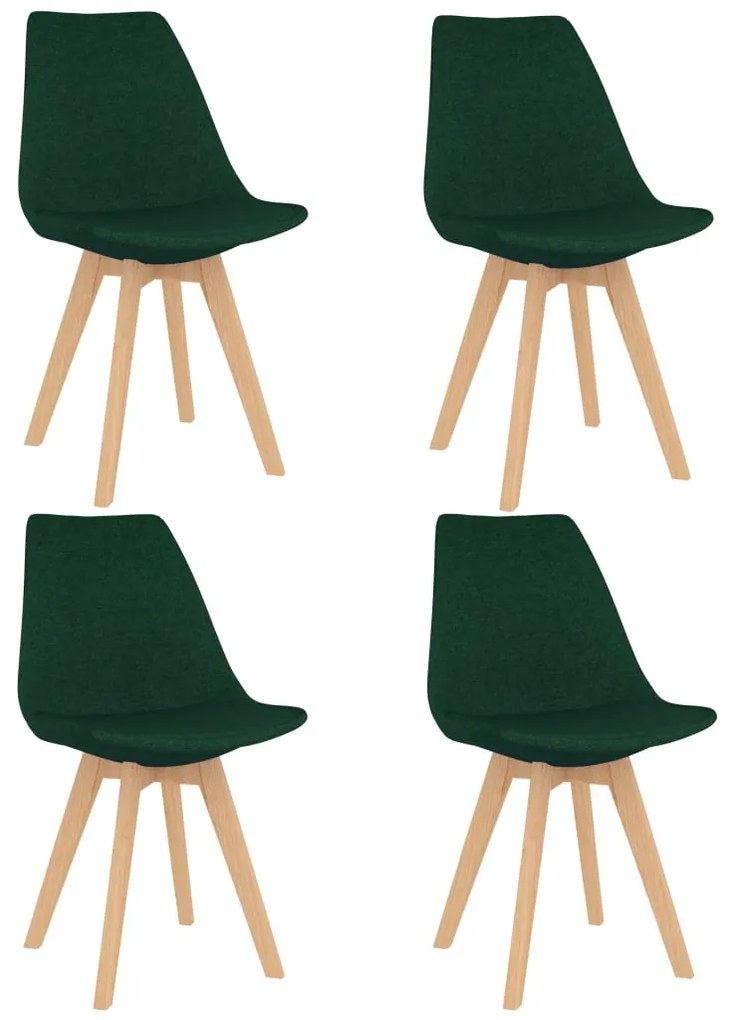 324172 vidaXL Jídelní židle 4 ks tmavě zelené textil