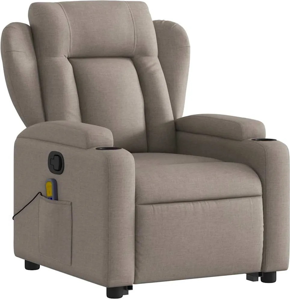 Zvedací masážní polohovací křeslo taupe textil 3204502
