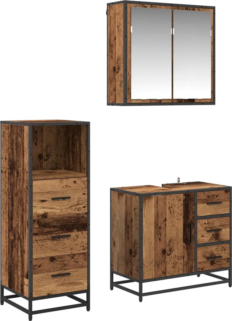 Sada koupelnového nábytku 3 ks Staré dřevo 35 x 37,5 x 100 cm 3402423