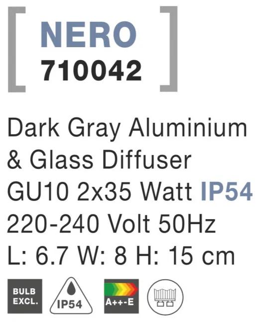 Svítidlo Nova Luce NERO S WALL GREY 2 nástěnné, IP 54, GU10