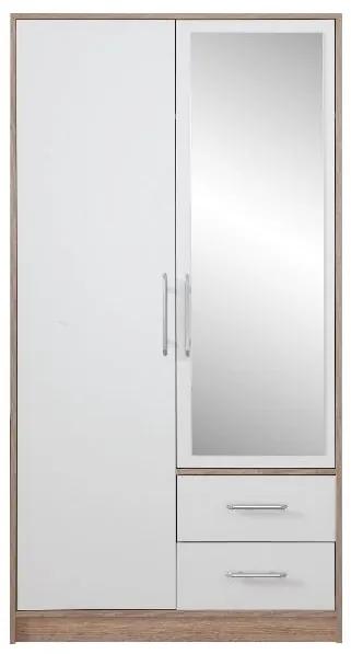 ŠATNÍ SKŘÍŇ SMART SRL3 100/190/56 se zrcadlem sonoma bílá