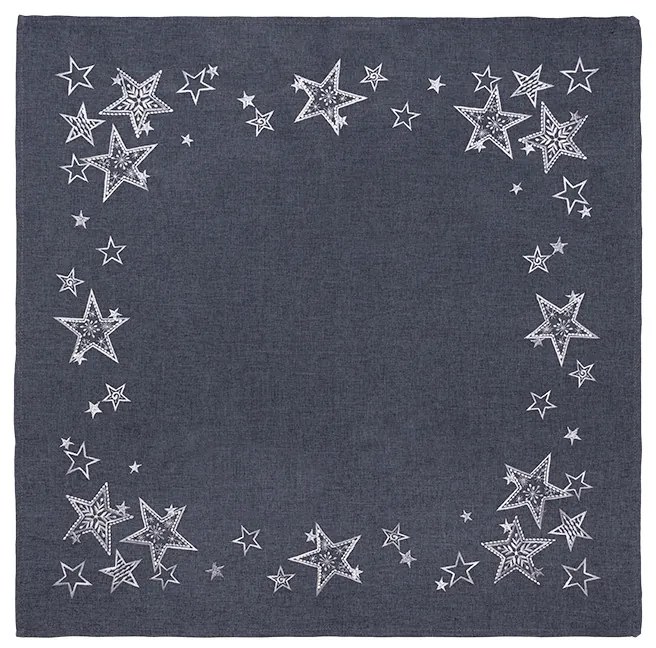 Polyesterový ubrus - vánoční hvězdy - šedá - 40*85 cm
